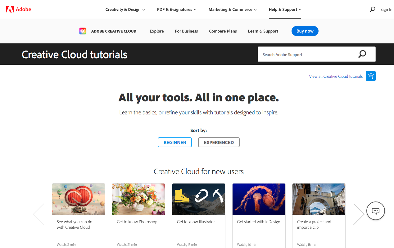 Adobe Tutorials Web Tools List